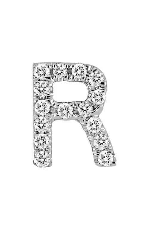 Bony Levy Single Initial Diamond Stud Earring - White Gold/ R