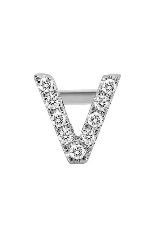 Bony Levy Single Initial Diamond Stud Earring - White Gold/ V