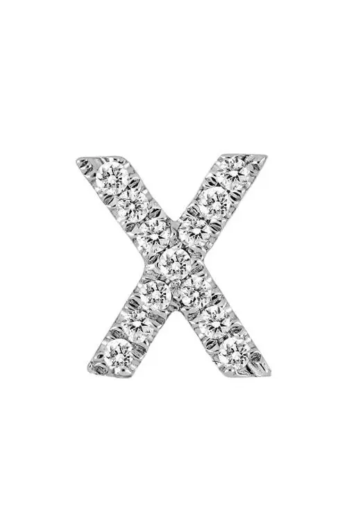 Bony Levy Single Initial Diamond Stud Earring - White Gold/ X