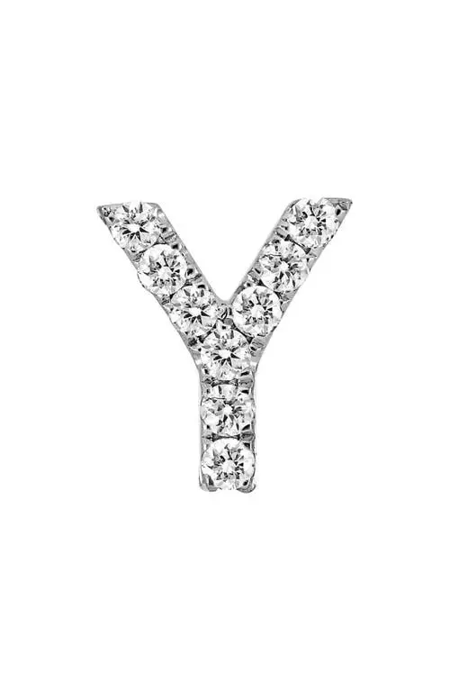 Bony Levy Single Initial Diamond Stud Earring - White Gold/ Y