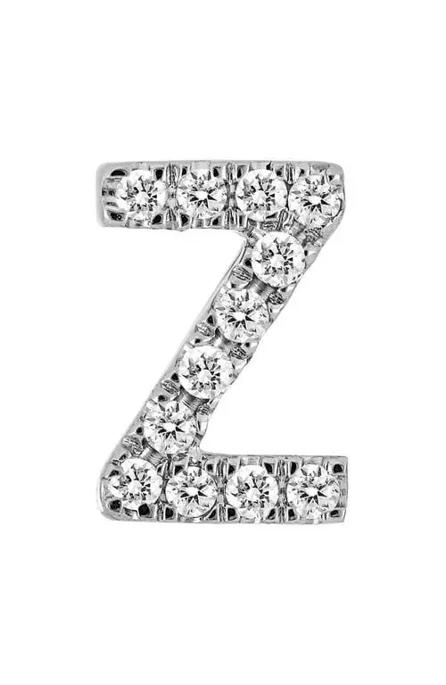 Bony Levy Single Initial Diamond Stud Earring - White Gold/ Z