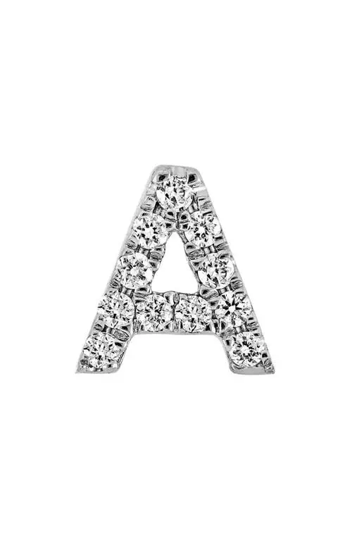 Bony Levy Single Initial Diamond Stud Earring - White Gold/a