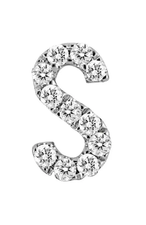 Bony Levy Single Initial Diamond Stud Earring - White Gold/s