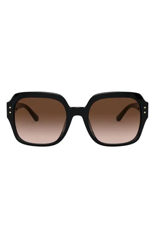 Tory Burch 56mm Round Sunglasses - Black/ Dk Brown Gradient