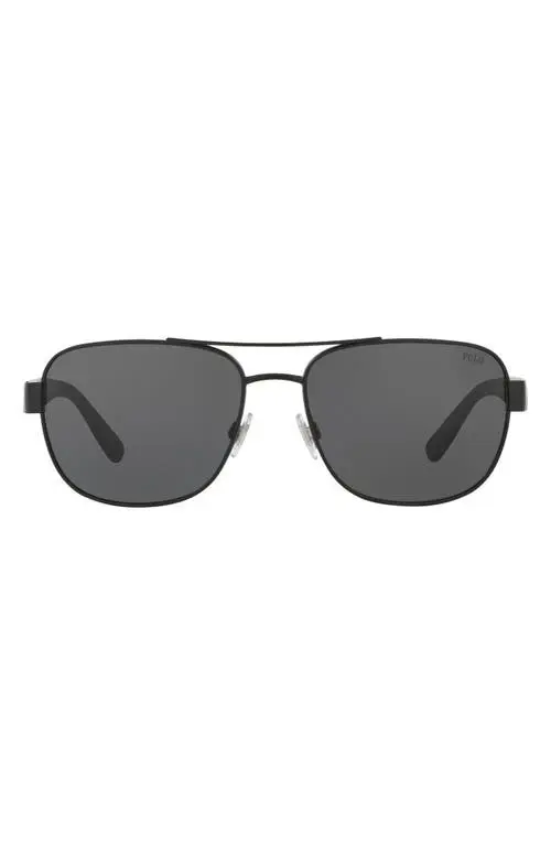 Polo Ralph Lauren 60mm Aviator Sunglasses - Matte Black