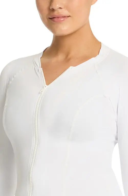 SEA LEVEL Zip Long Sleeve Rashguard Top - White
