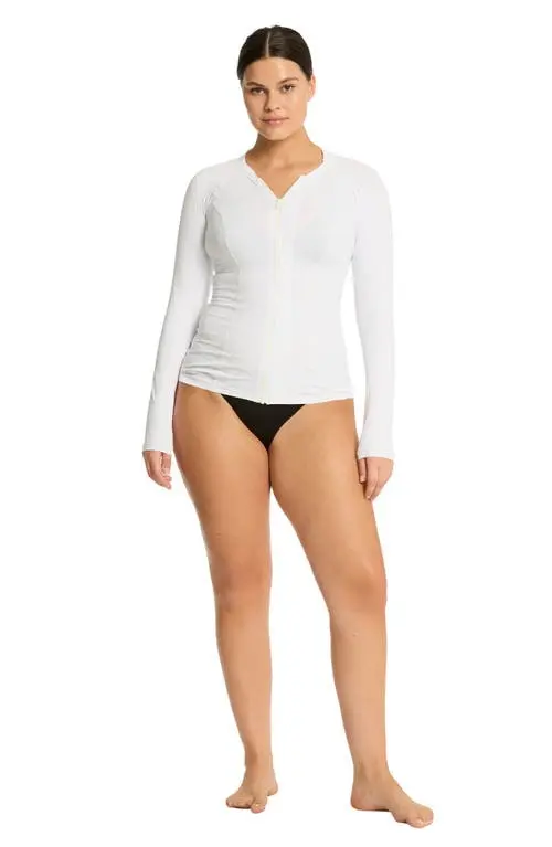 SEA LEVEL Zip Long Sleeve Rashguard Top - White