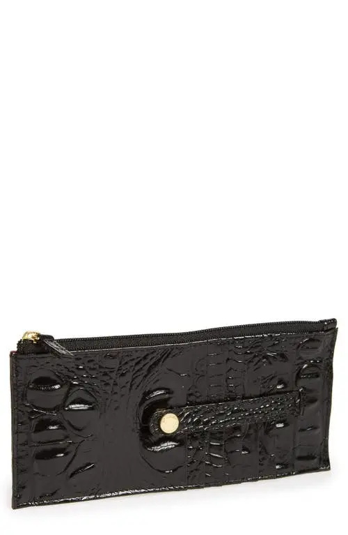 Brahmin Melbourne Croc Embossed Leather Card Wallet - Black