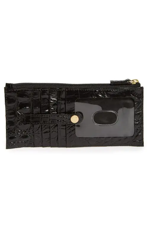 Brahmin Melbourne Croc Embossed Leather Card Wallet - Black