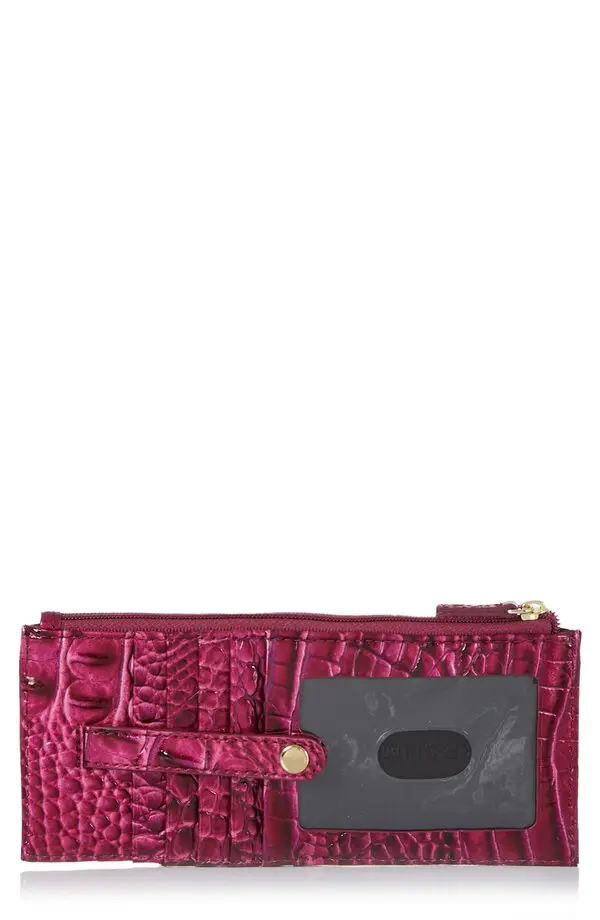 Brahmin Melbourne Croc Embossed Leather Card Wallet - Pomegranate