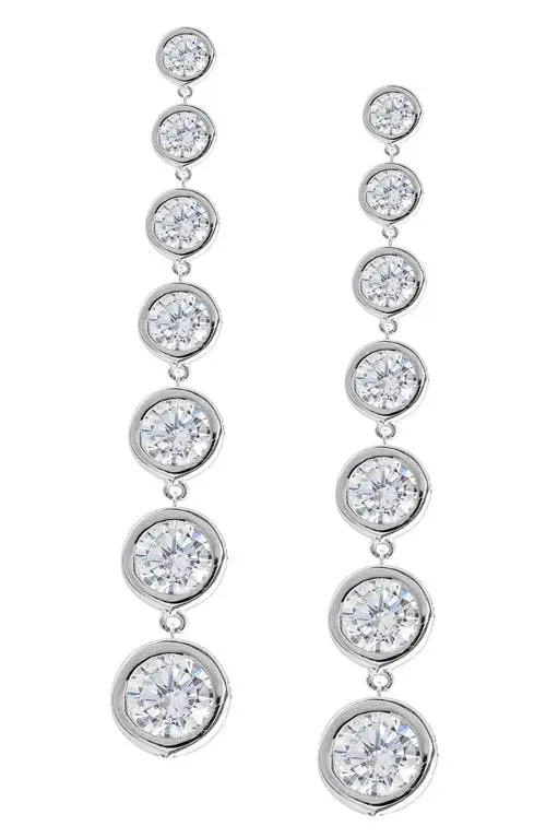 CRISLU Graduated Cubic Zirconia Drop Earrings - Platinum
