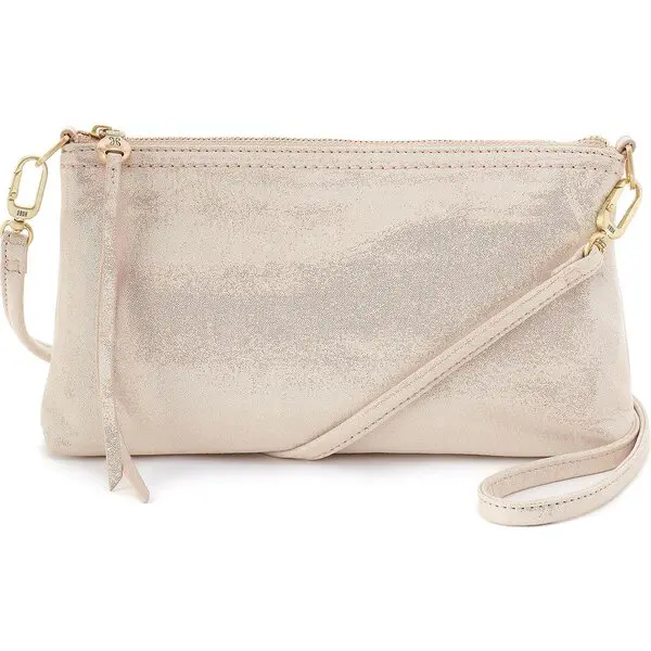 Hobo Darcy Convertible Leather Crossbody Bag - Sand Shimmer