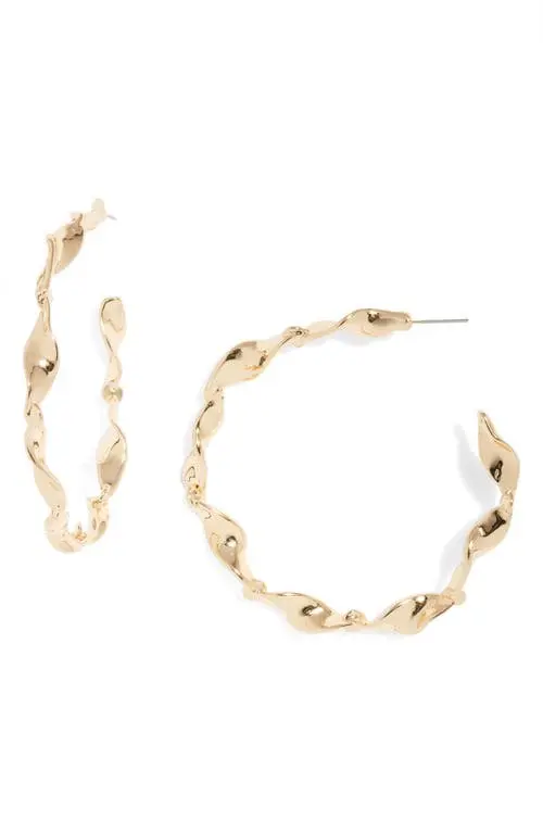 OPEN EDIT Frozen Chain Hoop Earrings - Gold