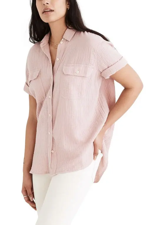 Madewell Lightspun Flap Pocket Short Sleeve Button-up Shirt - Wisteria Dove