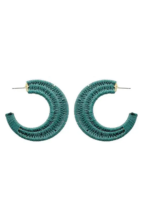 PANACEA Thread Wrapped Hoop Earrings - Teal