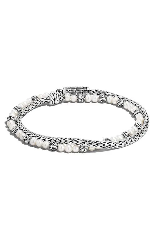 John Hardy Pearl Chain Double Wrap Bracelet - Silver