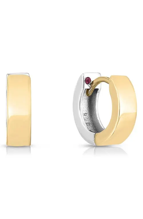 Roberto Coin Oro Classic Two-tone Huggie Hoop Earrings - Yellow And White Gold