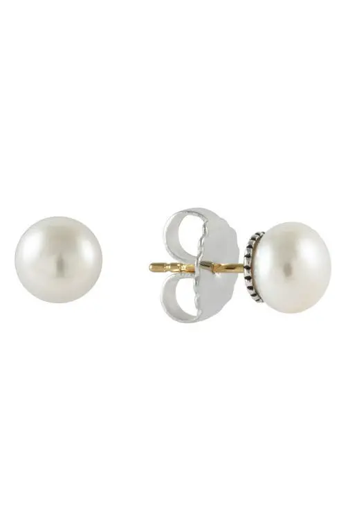 Lagos Luna Pearl Stud Earrings - Silver
