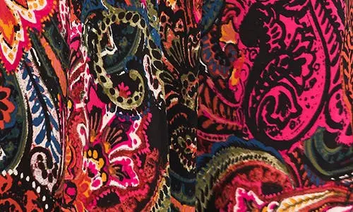 Chaus Abstract Printed Midi Skirt - Black/fuschia/rust