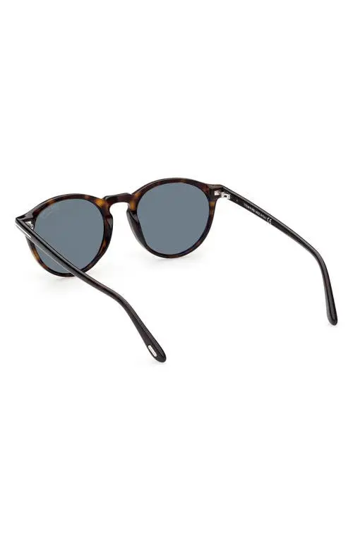 TOM FORD 52mm Polarized Round Sunglasses - Dhav/grnpz