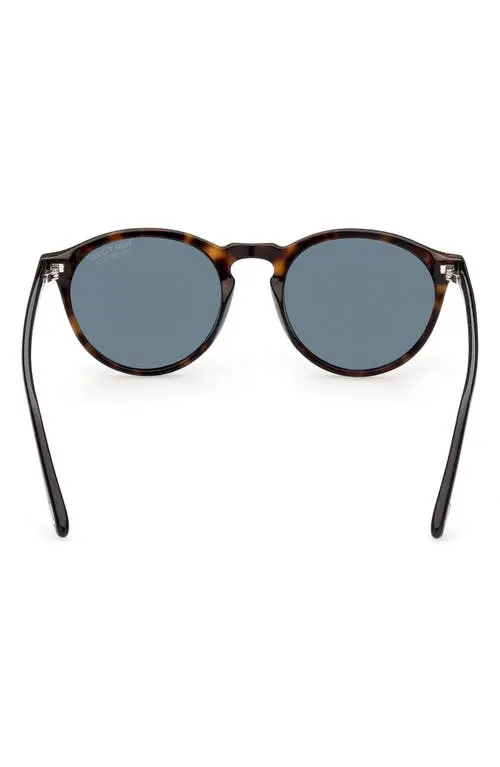 TOM FORD 52mm Polarized Round Sunglasses - Dhav/grnpz