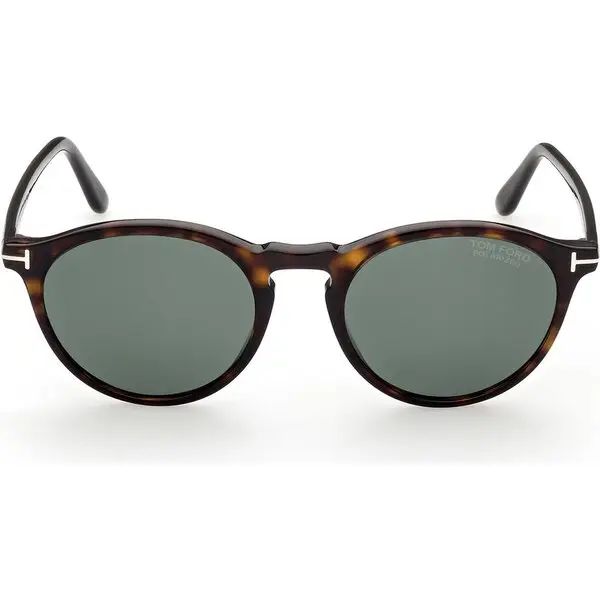 TOM FORD 52mm Polarized Round Sunglasses - Dhav/grnpz