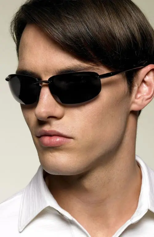 Maui Jim Hookipa Rectangle Sunglasses - Black/grey