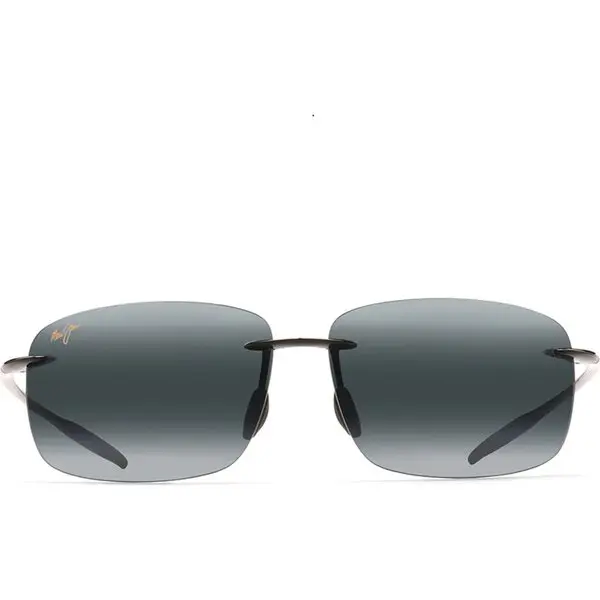 Maui Jim Breakwall Rimless Rectangle Sunglasses - Black Gloss