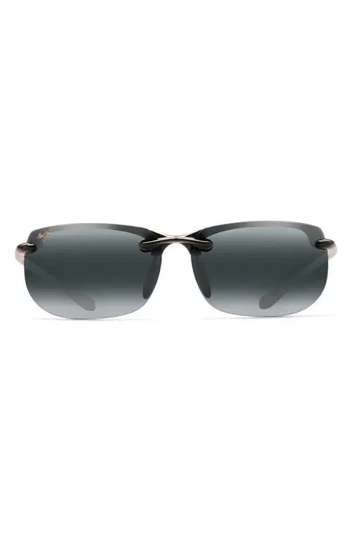 Maui Jim Banyans 70mm Rectangle Sunglasses - Gloss Black/neutral Grey