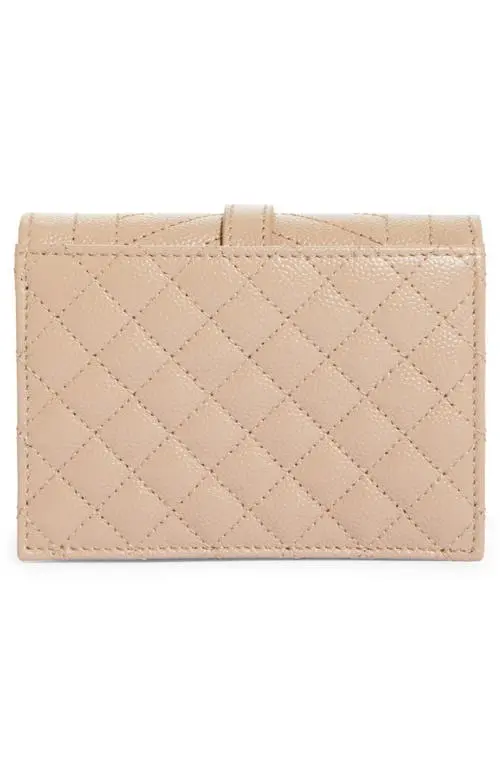 Saint Laurent Monogram Pebbled Leather Envelope Card Case - Dark B