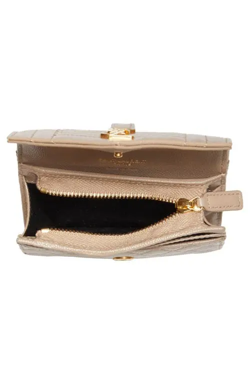 Saint Laurent Monogram Pebbled Leather Envelope Card Case - Dark B