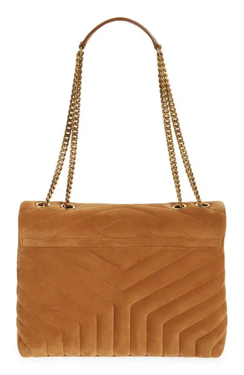 Saint Laurent Medium Loulou Quilted Suede Shoulder Bag - Orange