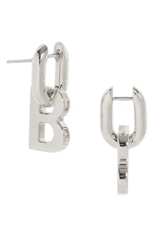 Balenciaga Xs B Chain Earrings - Shiny Silver