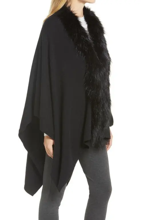 La Fiorentina Ruana With Faux Fur Trim