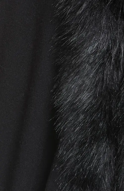 La Fiorentina Ruana With Faux Fur Trim