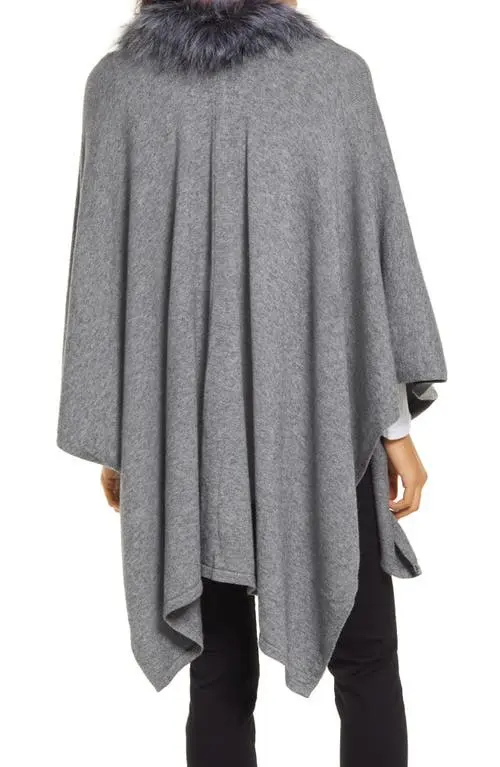 La Fiorentina Ruana With Faux Fur Trim