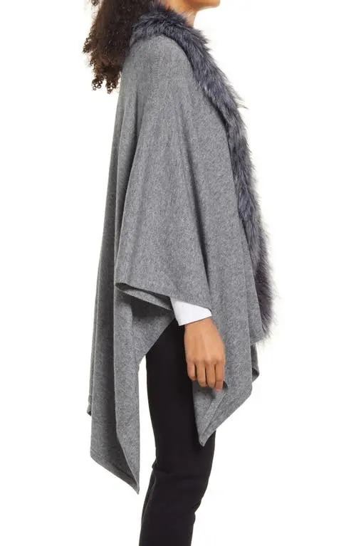 La Fiorentina Ruana With Faux Fur Trim