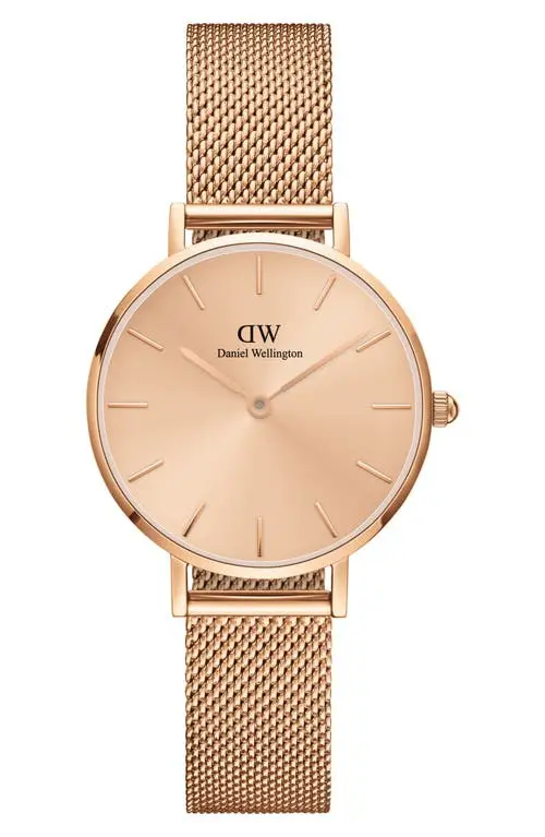 DANIEL WELLINGTON Petite Melrose Mesh Watch - Rose Gold Unitone