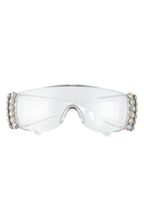 RAD + REFINED Crystal Embellished Shield Glasses - Silver/clear
