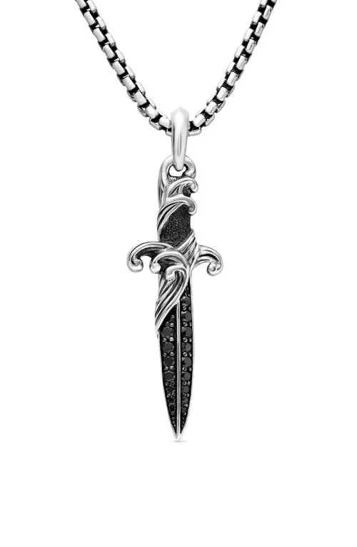 David Yurman Waves Dagger Amulet With Diamonds - Black