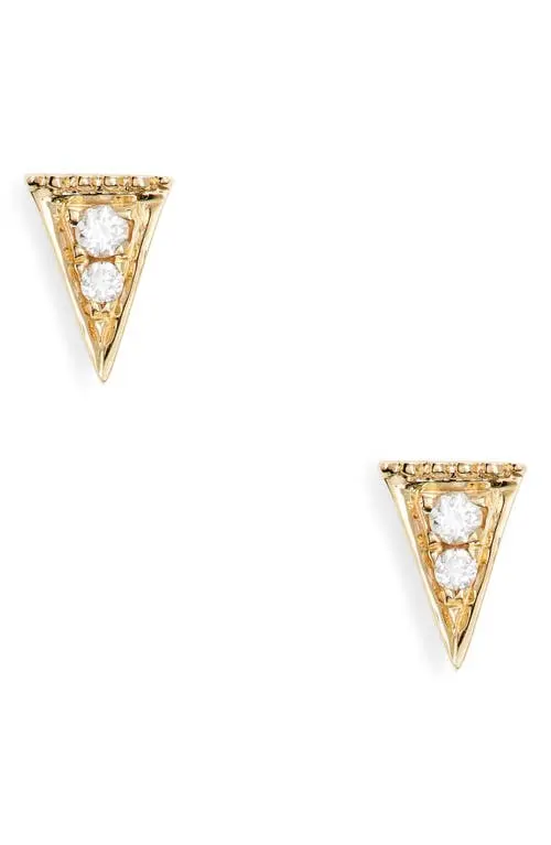 DANA REBECCA DESIGNS Emily Sarah Sharp Diamond Triangle Stud Earrings - Yellow Gold