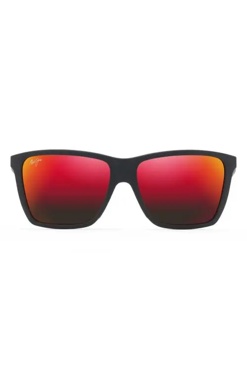Maui Jim Cruzem Rectangular Sunglasses - Black Matte/ Hawaii Lava