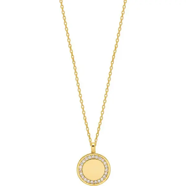 Estée Lauder Cubic Zirconia Halo Coin Pendant Necklace - Gold