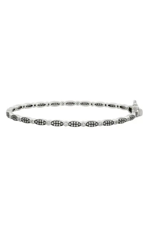Freida Rothman Marquise Pavé Hinge Bangle - Silver/black