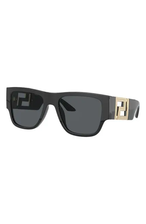 Versace 57mm Rectangular Sunglasses - Black/dark Grey