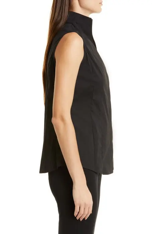 Misook Sleeveless Stand Collar Blouse - Black