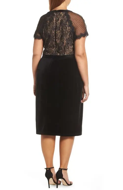 sachin and babi light blue dress Tadashi Shoji Lace Pintuck Long Sleeve Cocktail Dress
