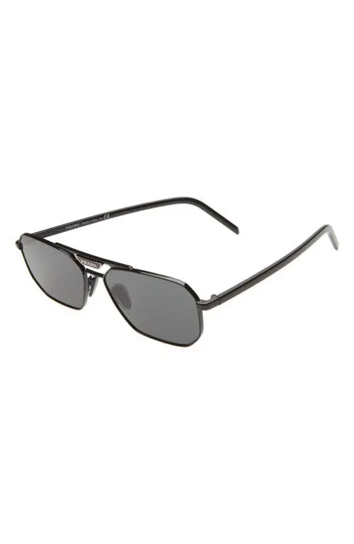 Prada 57mm Aviator Sunglasses - Black