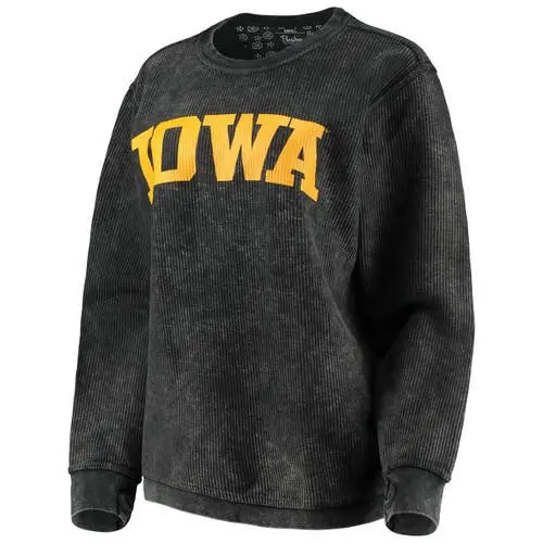 PRESSBOX Iowa Hawkeyes Comfy Cord Vintage Wash Basic Arch Pullover Sweatshirt