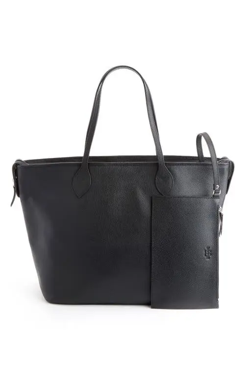 ROYCE NEW YORK Leather Tote With Wristlet - Black
